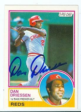 Dan Driessen autographed baseball card (Cincinnati Reds) 1983 O Pee ...