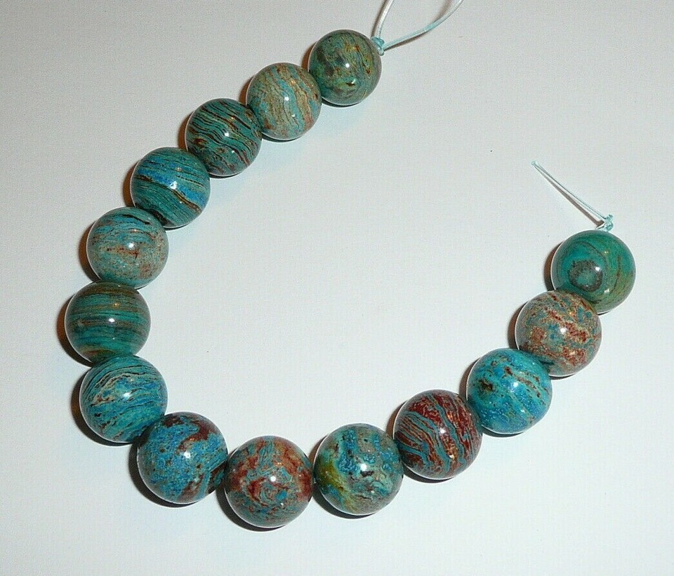 Gorgeous Imperial Turquoise Blue Round Beads 14mm (14 beads) Marble ...