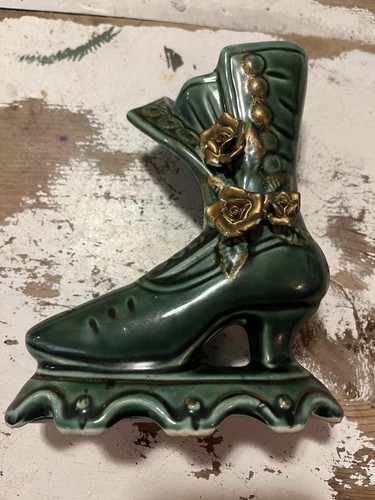 Atlantic Mold Green Glazed 7” Ceramic Boot Planter | eBay