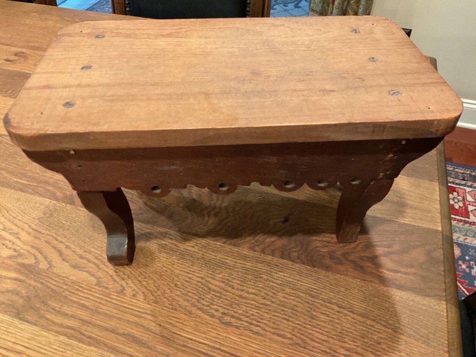 ANTIQUE HANDMADE SOLID WOOD ORNATE SCROLLWORK FOOT STOOL | eBay