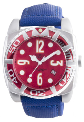 Invicta Men's Red Dial Blue Strap Aluminum Case Quartz Watch 2024 43 mm ...