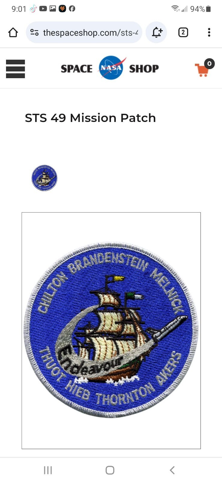 NASA STS 49 MISSION PATCH | eBay