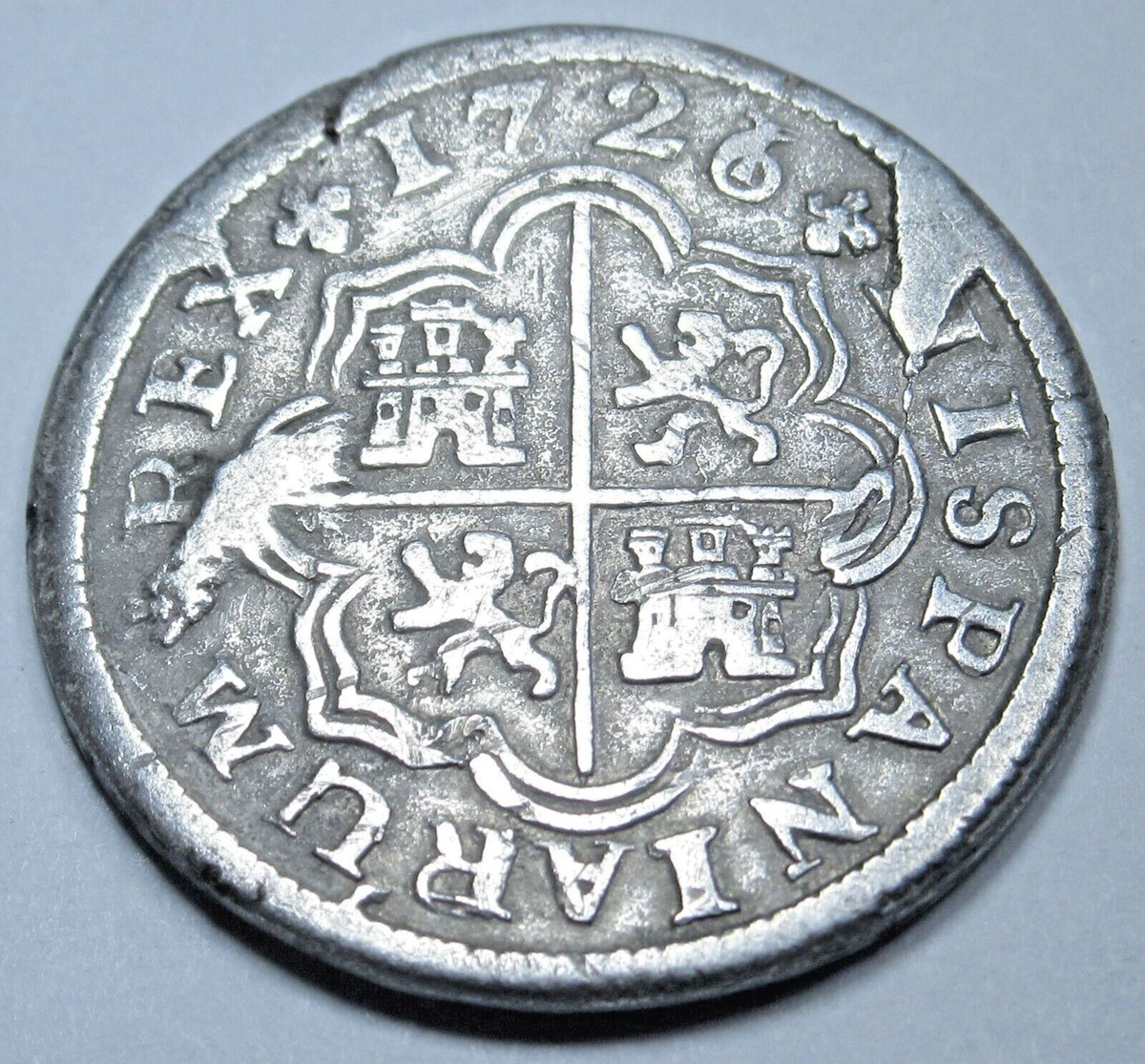 Spanish Silver 1714 1733 Mexico COB 1 Real Philip V Nice Cross Scarce