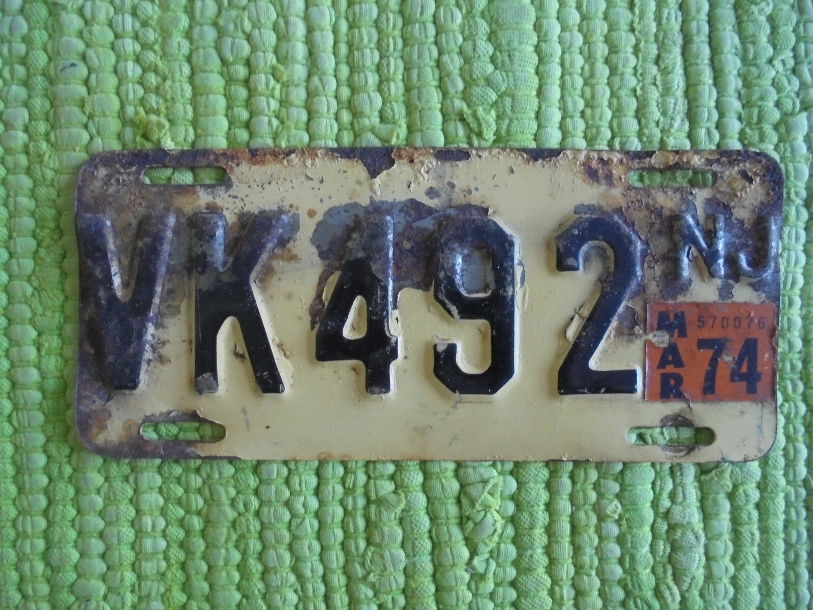 1974 New Jersey MOTORCYCLE License Plate 74 NJ Tag VK492 | eBay