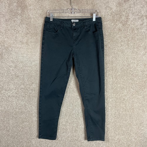Express Jeans Womens 6 Black Stretch Soft Denim Mid Rise Crop Skinny ...
