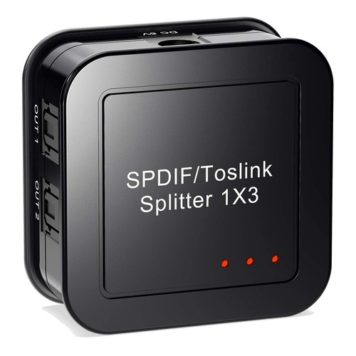2X Digital Optical Audio 1X3 Splitter, SPDIF TOSLINK Optical Fiber ...