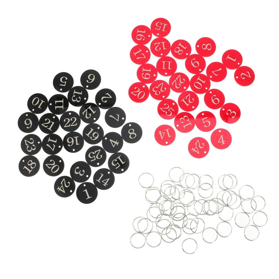 1 Set Acrylic Round Numbered Tags Key Tags ID Tags with Iron Rings for ...