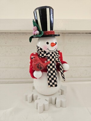 Mackenzie Childs COZY CHRISTMAS SNOWMAN NUTCRACKER with CARDINAL Hand ...