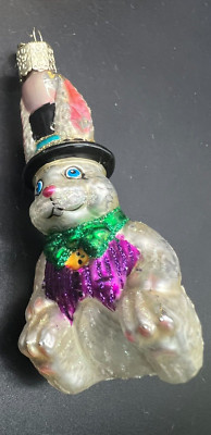 Christmas Ornament-Old World Christmas OWC-Top Hat Bunny | eBay