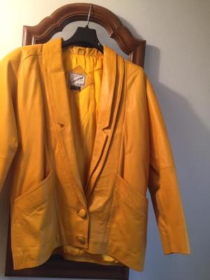 VINTAGE VIBRANT YELLOW CUSTOM LEATHER MADE SIZE SMALL | eBay