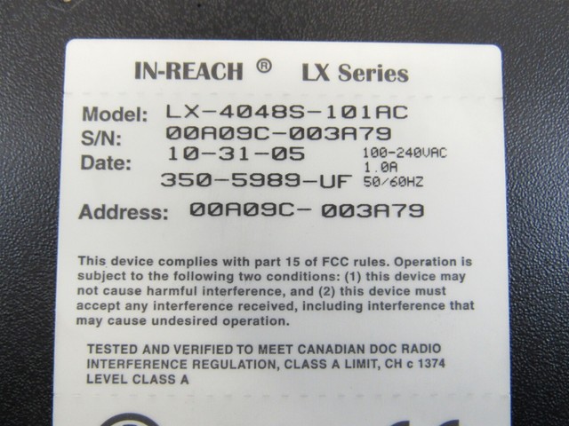 Mrv 48-Ports Terminal Server RS232 RJ45 AC Power LX4048S101AC LX-4048S ...