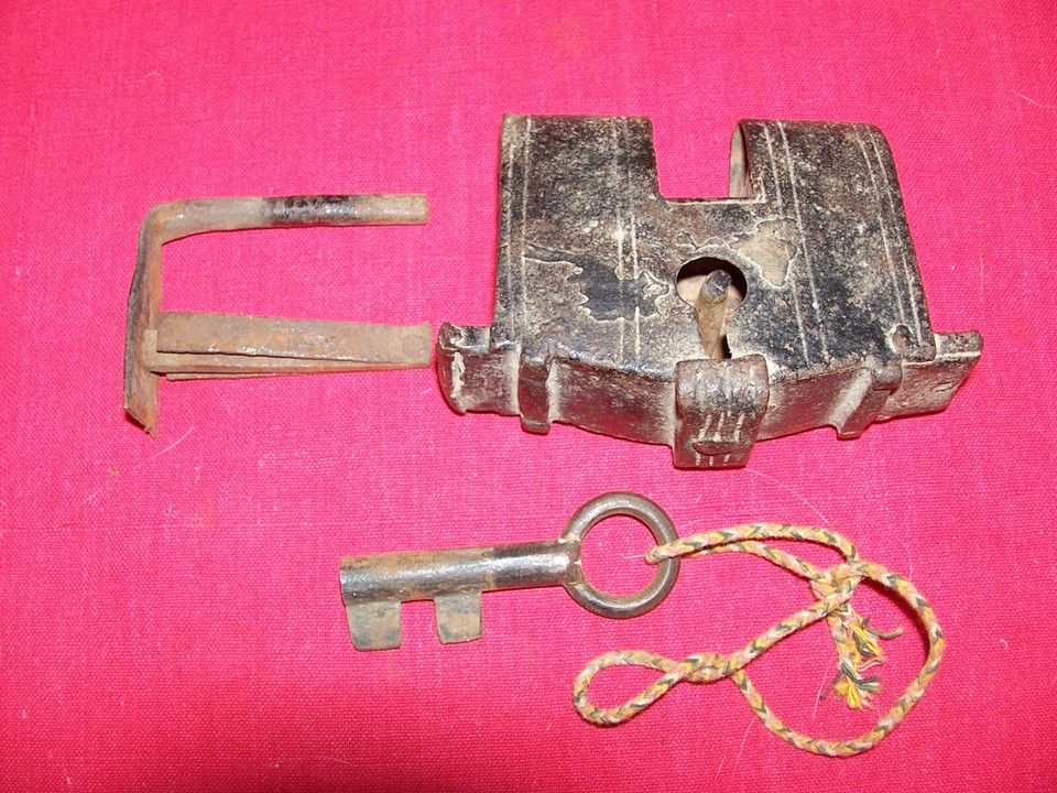 Antique Asian Lock Padlock Chinese Indian Old Vintage Large Big Jail ...