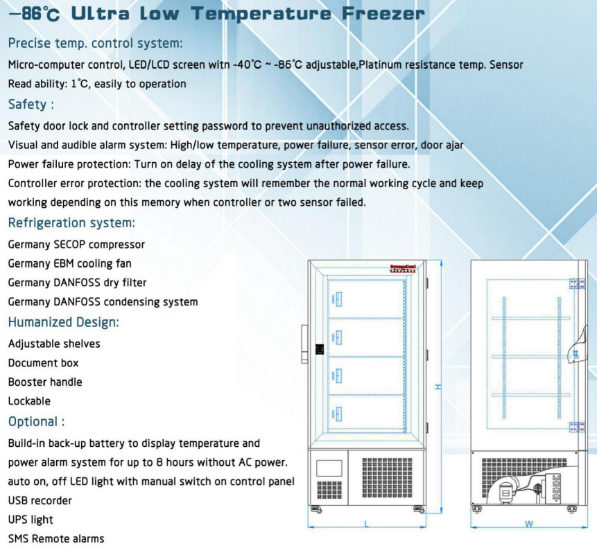 MC BioTech Sysmedical -86C 60L Ultra Low Temperature (ULT) Freezer DW ...