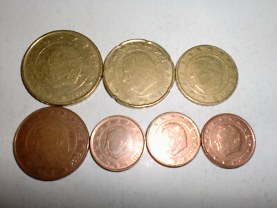 BELGIUM EURO COINS LOT-BELGIUM - 7 EURO COIN CENTS - 50,20,10,5 & 1 ...