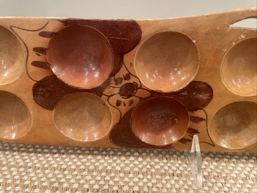 Vintage 22” Mancala Wooden Game Board Hand Carved Painted Floral ...