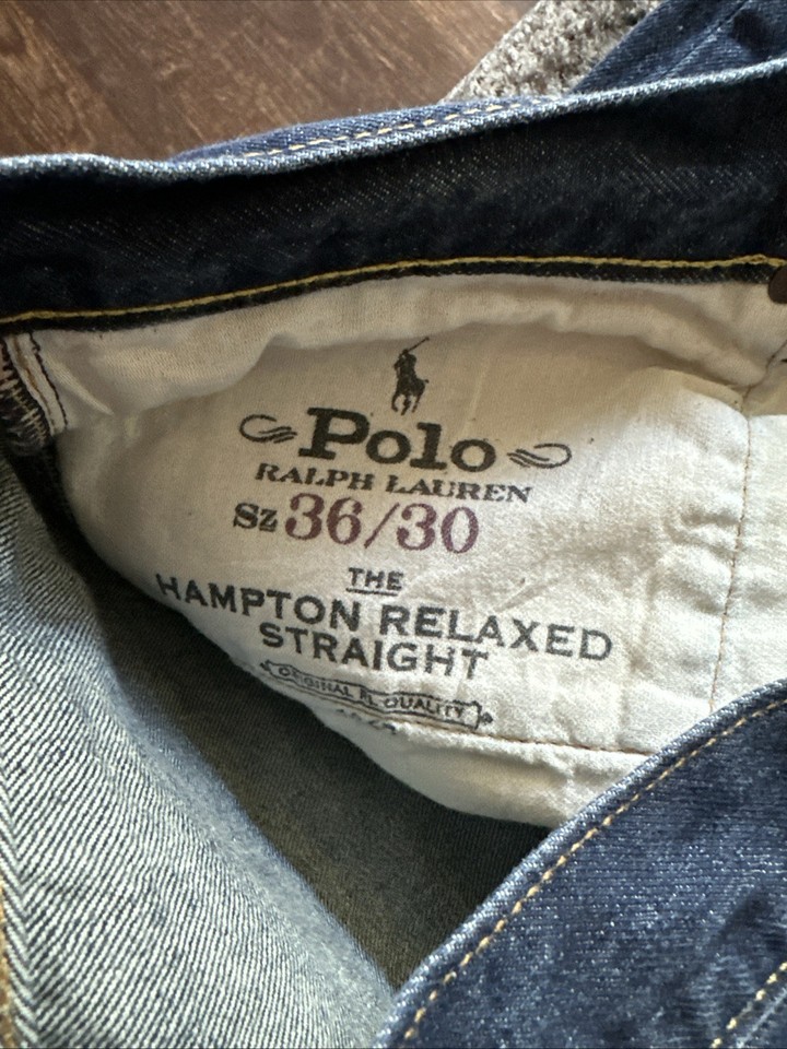 Polo Ralph Lauren Jeans Mens 36x30 Blue Denim Hampton Relaxed Straight ...
