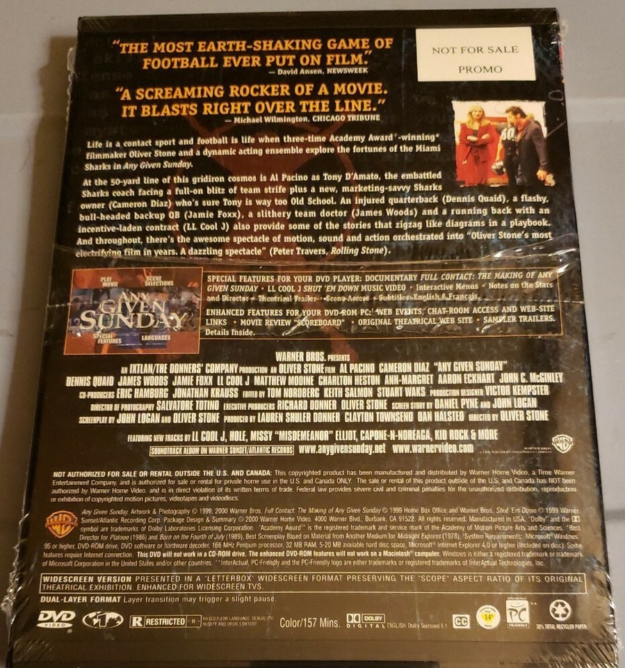 BRAND NEW! Any Given Sunday (DVD, 2009, Special Edition Directors Cut ...