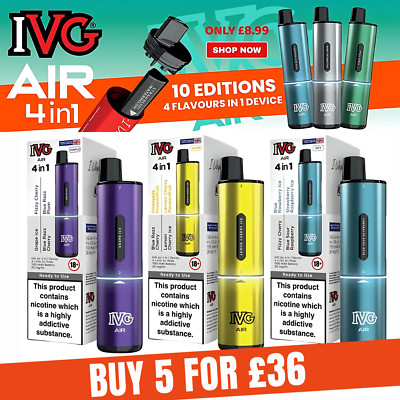 IVG 2400 Vape AIR 4 in 1 Pods Kit 2400 Puffs E-cig 4 x 2ml Nic Salt ...