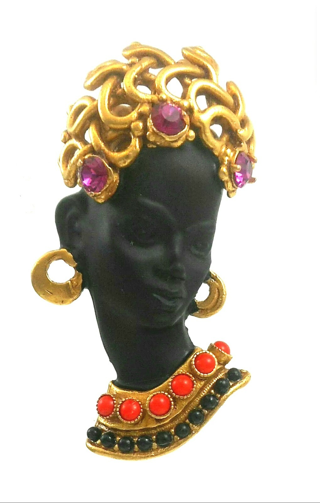 Gorgeous, signed "Siren" Askew Blackamoor Brooch Chantons, Rhinestone ...