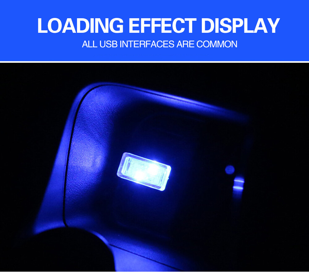 US STOCK 1PCS car USB LED Interior Light Neon Atmosphere Ambient Lamp ...
