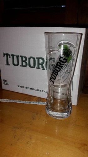 X6 Cups New Tuborg Copenhagen Beer Pub Collector Pint Drink Glass + Box ...