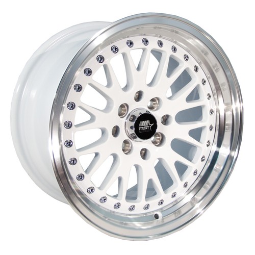 15x8 +25 MST MT10 4x100,4x114.3 White w/Machined Lip Wheels (Set of 4 ...