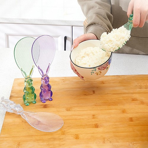 Reative Plastic Can Stand Up Rabbit Crystal Rice Spoon Transparent And ...