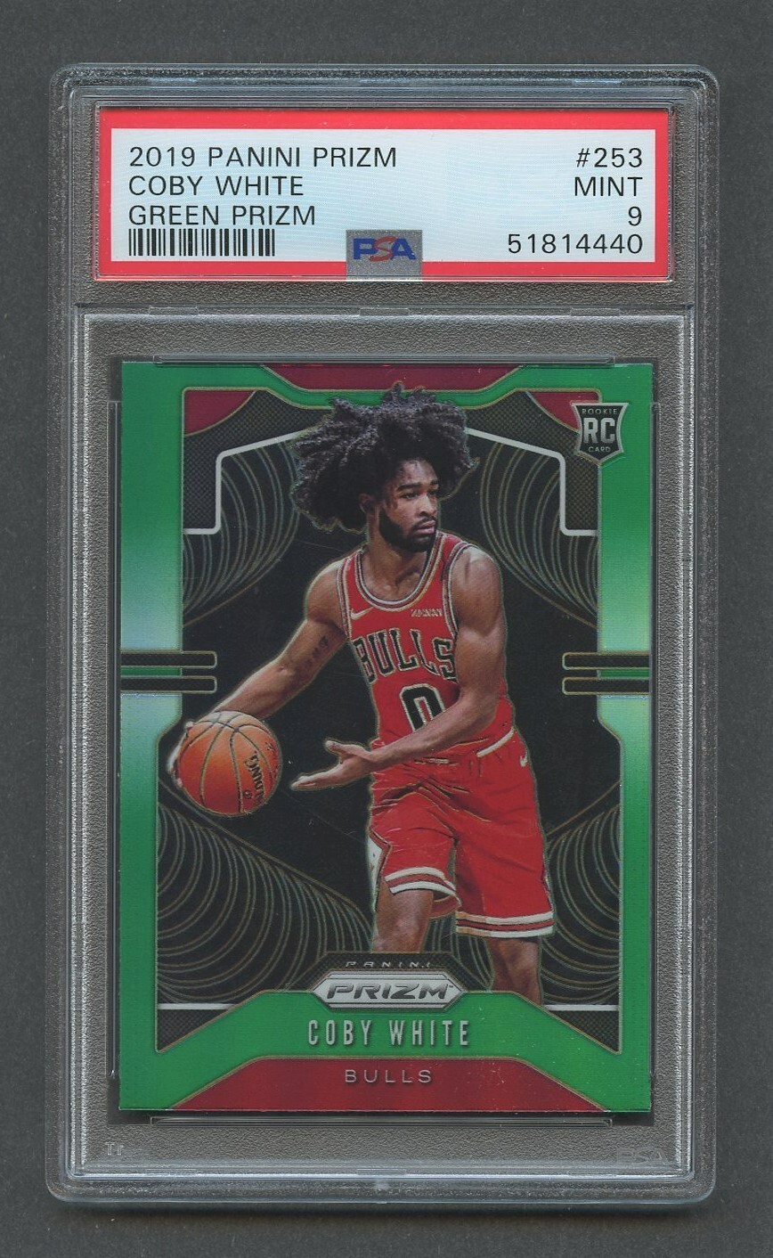 2019 Panini Prizm Basketball Green COBY WHITE RC #253 PSA 9 MINT Bulls ...