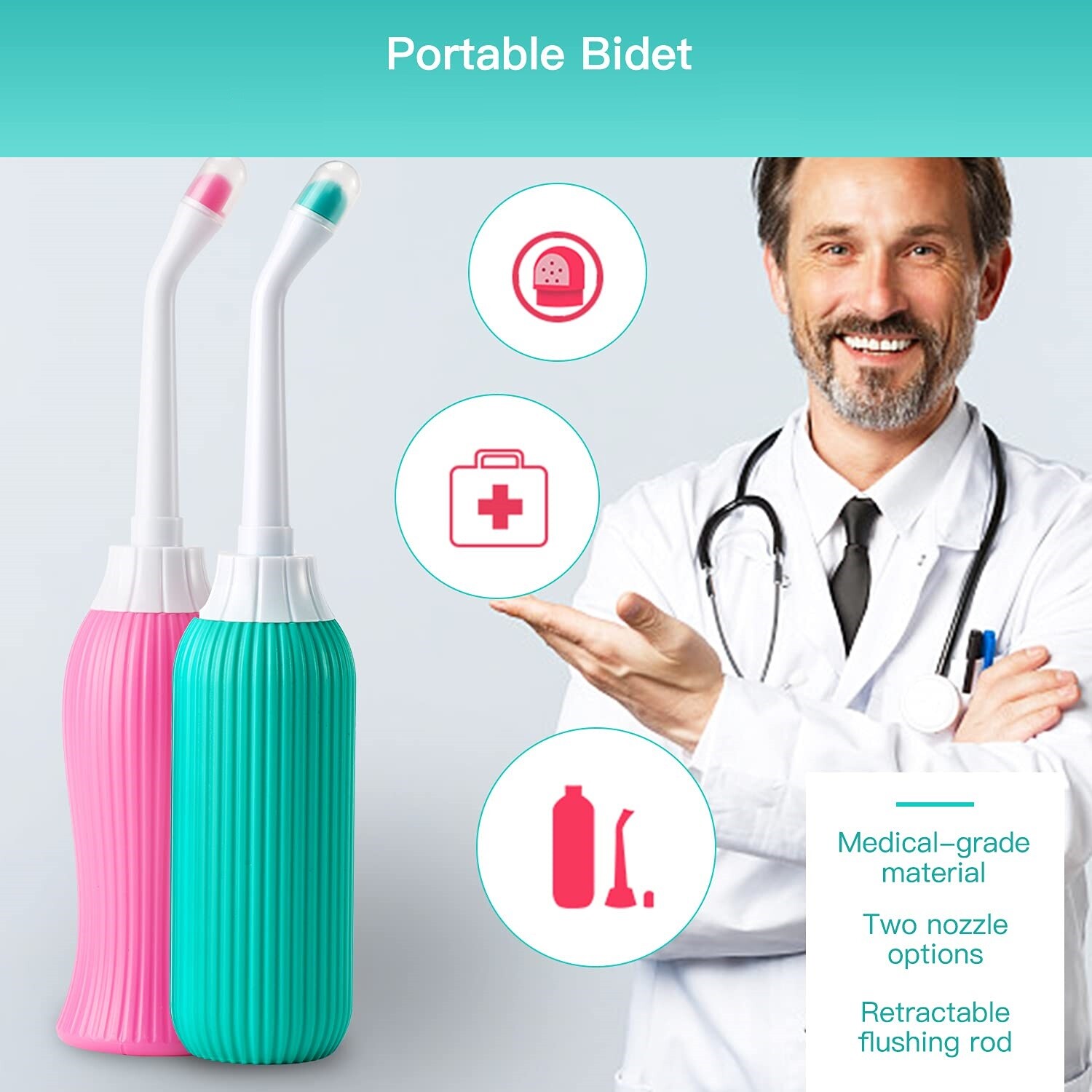 Bidet Portable, Bidet Spray for Travel with Angled Nozzle spray, 500ML ...