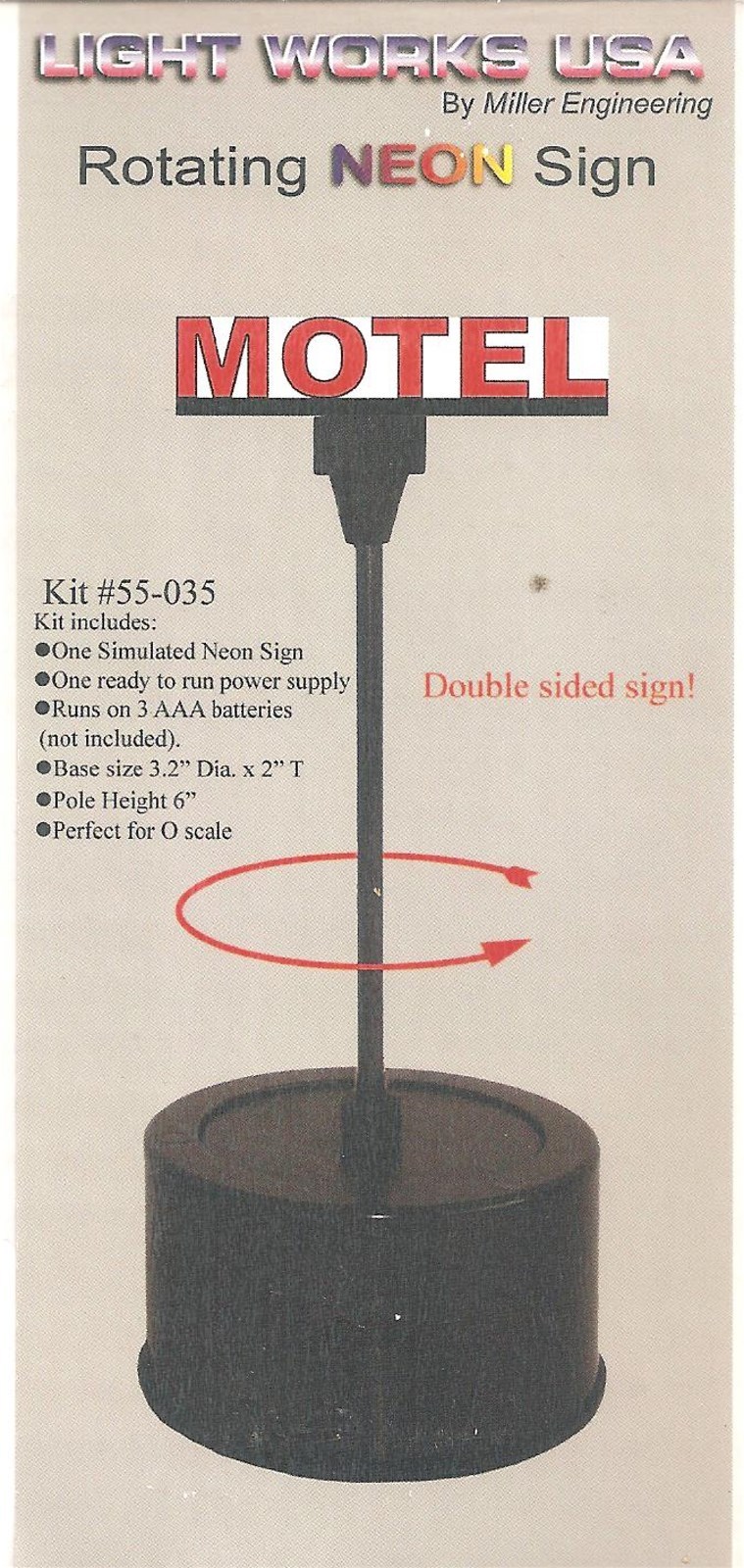 Miller's Motel Rotating Animated Neon Sign O/HO Scale #55-035 Miller ...