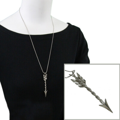 Silver Tone Large Arrow Pendant Necklace Serpentine Chain 24" | eBay