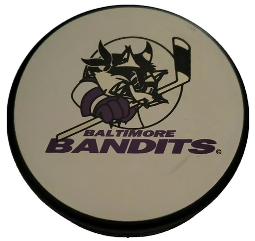 BALTIMORE BANDITS VINTAGE OFFICIAL AHL HOCKEY PUCK VEGUM MFG. MADE IN ...