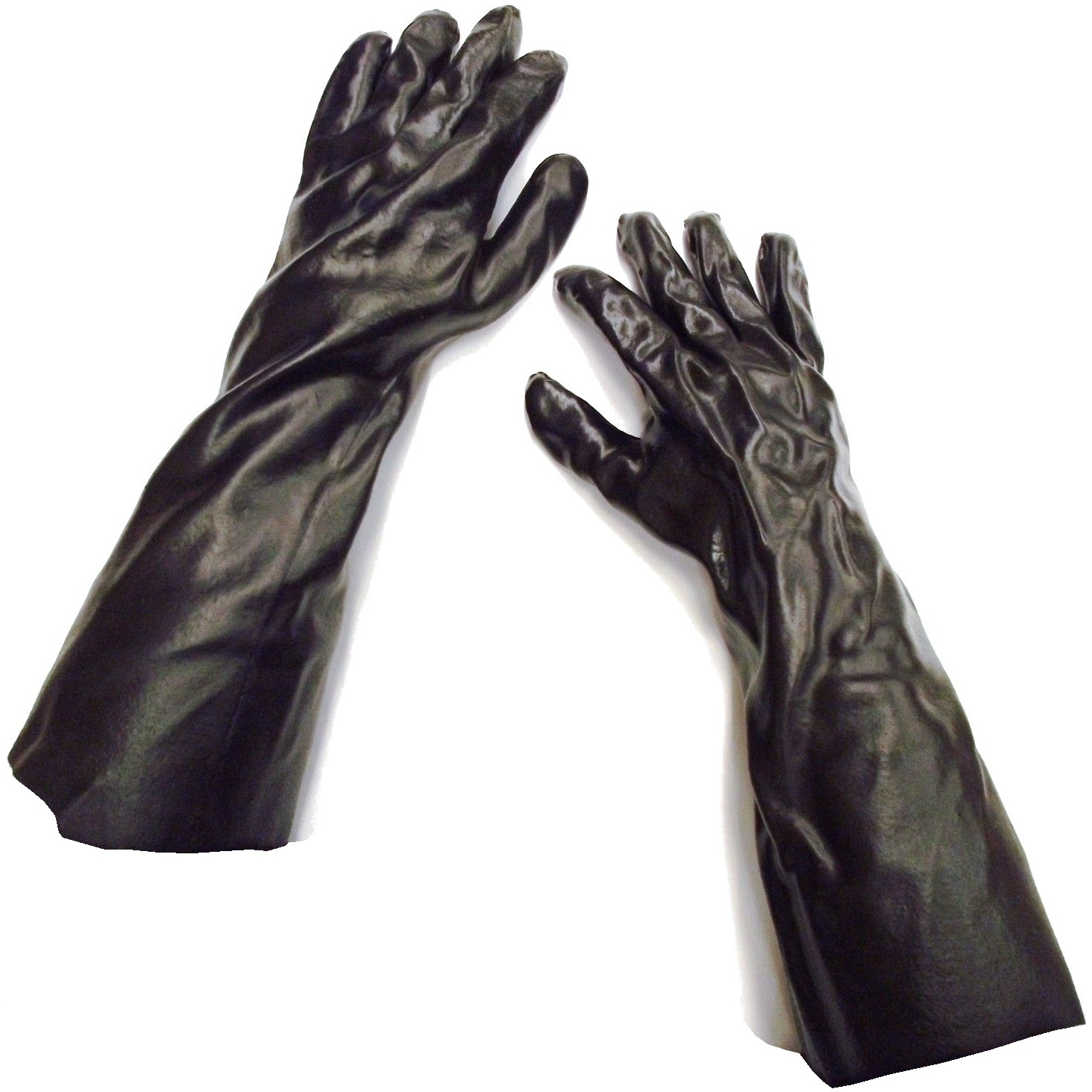 18" GAUNTLET BLACK PVC TRAPLINE GLOVES TRAP TRAPPER TRAPPING BUTCHER ...
