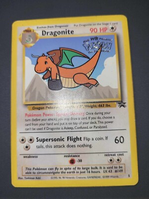 Pokemon The First Movie promo card - Dragonite - #5 WoTC Black Star ...