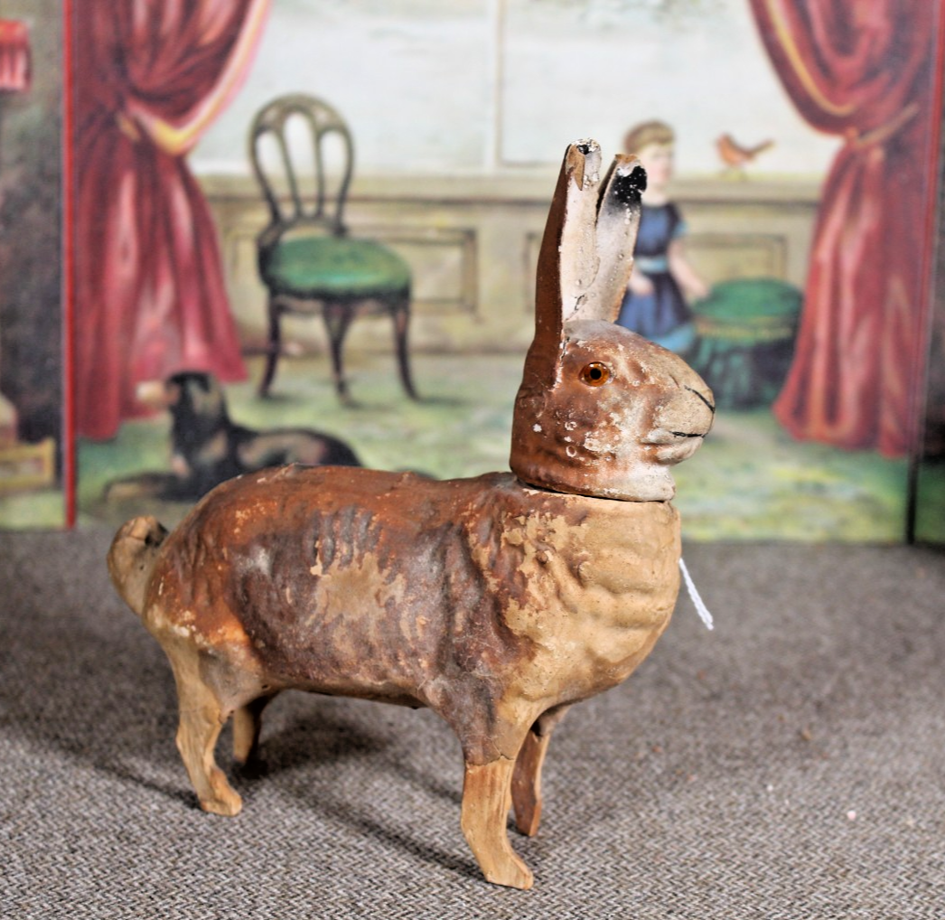 Antique German Rabbit Easter Candy Container with Glass Eyes, 6.5 ...