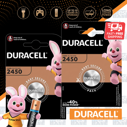 2x DURACELL DL2450 3V LITHIUM COIN Cell Batteries DURALOCK CR2450 ...