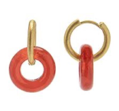 Sonoma Hoop Earrings Jewelry Womens Kohls Gold Tone/RED | eBay