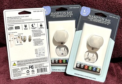 (3) Hampton Bay Color Changing LED Plug Light, Wall Plate & Tamper ...