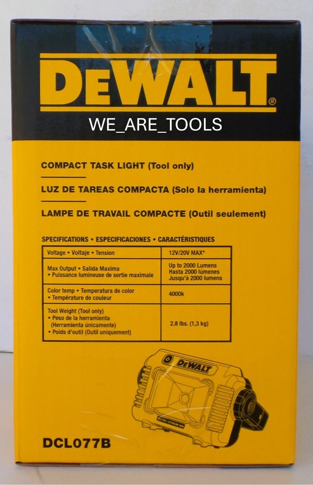 Dewalt DCL077B LED Compact Task Light 12V & 20V Work Spot Light MAX ...