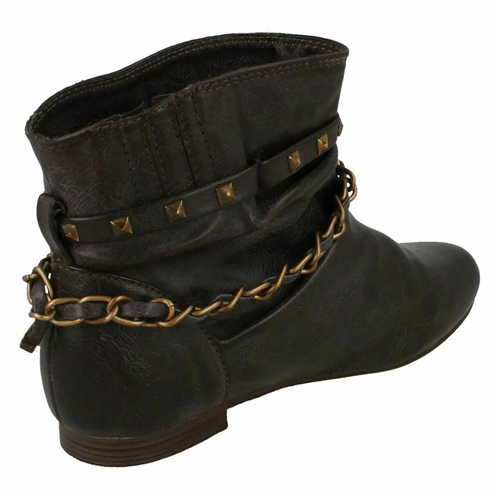 SALE Girls Cutie synthetic pull on casual ankle boot chain strap detail ...
