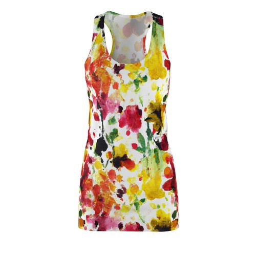 Floral Watercolor (RGYB) - AI Art - Women's Cut & Sew Racerback Dress ...