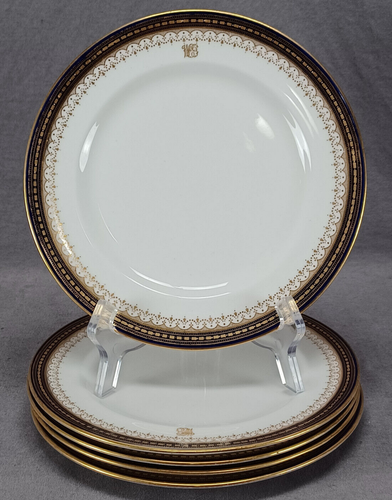 Set of 5 Royal Doulton WEG Monogram Gold Beaded & Cobalt 8 1/8 Inch ...