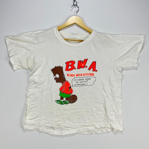 Vintage 90s Black With Attitude Bart Simpson Boot Power History T Shirt ...