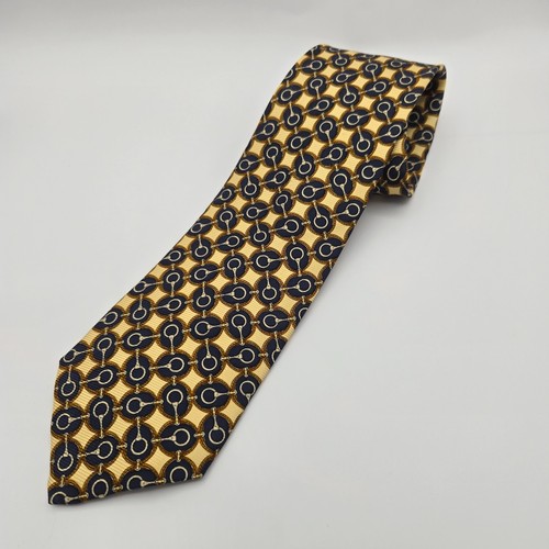 Brooks Brothers Makers Neck Tie Mens Silk Blue Gold Link Chain Pattern ...