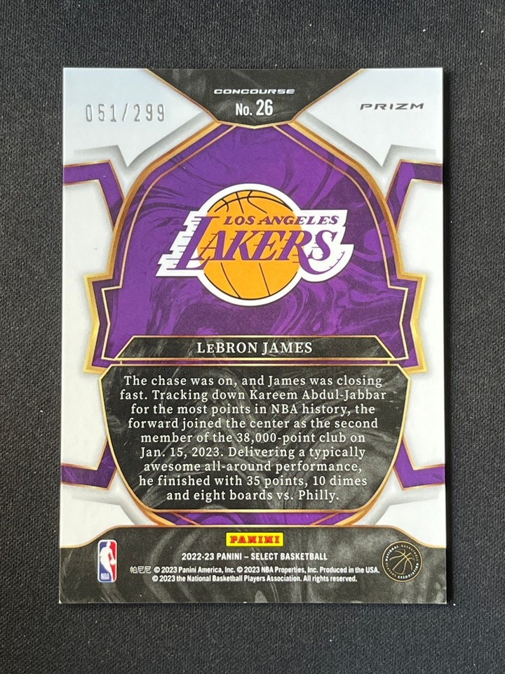 LeBron James 2022-23 Panini Select Concourse Light Blue Prizm 051/299 ...