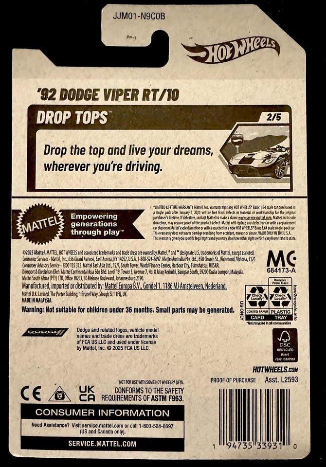 Hot Wheels Treasure Hunt ‘92 Dodge Viper RT/10 CUSTOM Wheels & Tires ...