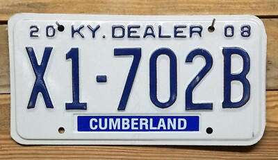 Kentucky expired 2008 Dealer Cumberland County License Plate Tag - X1 ...