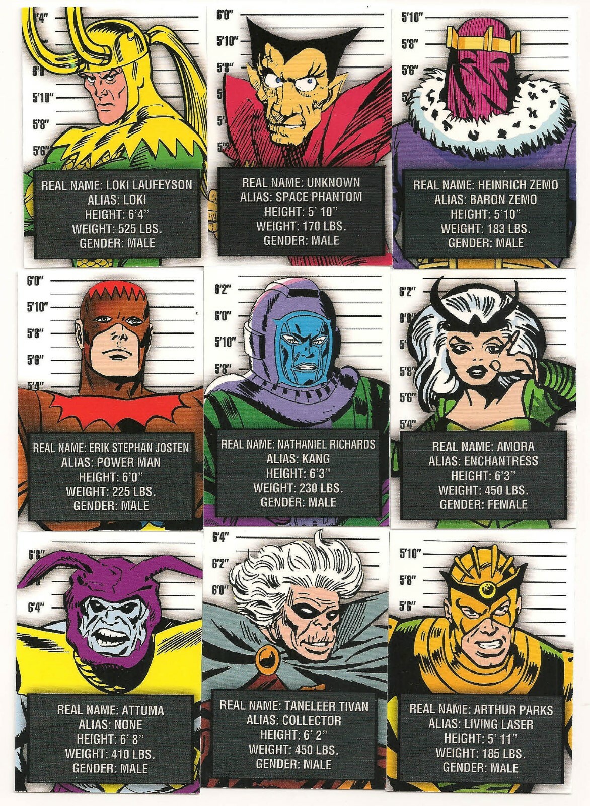 Avengers: Silver Age Villains Complete Insert Set ( 12 Cards) NICE ...