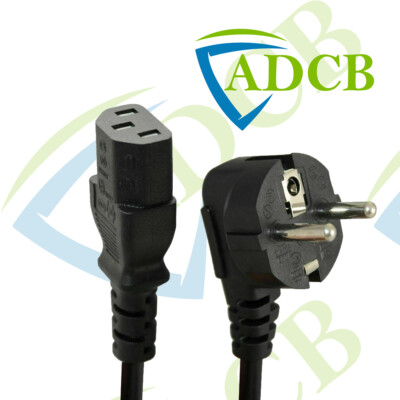 European Mains Plug Monitor PC Power Cable to IEC KETTLE C13 LEAD EU 2 ...