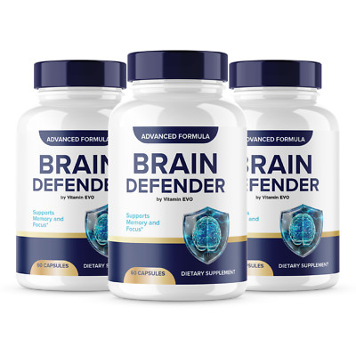 (3 Pack) Brain Defender Brain and Memory Support Capsules Nootropic 180 ...